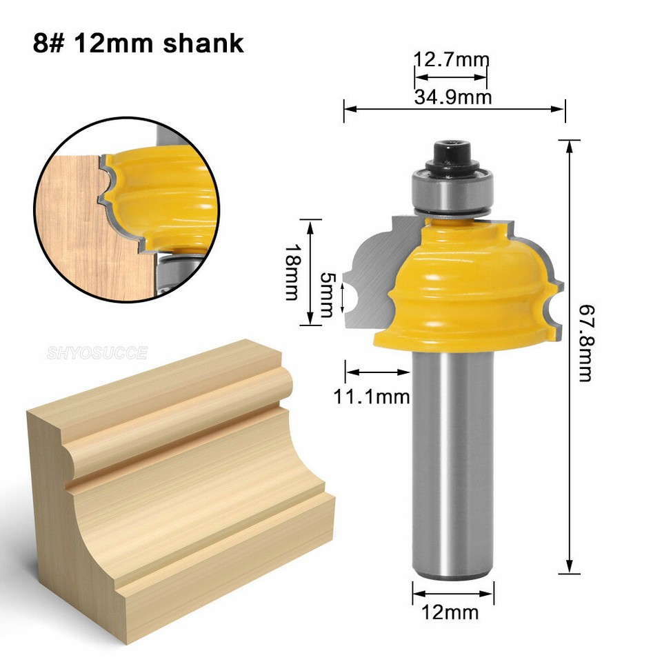 1/2" Shank Casing Base Molding Router Bit Woodwork Tenon Cutter Set W ...