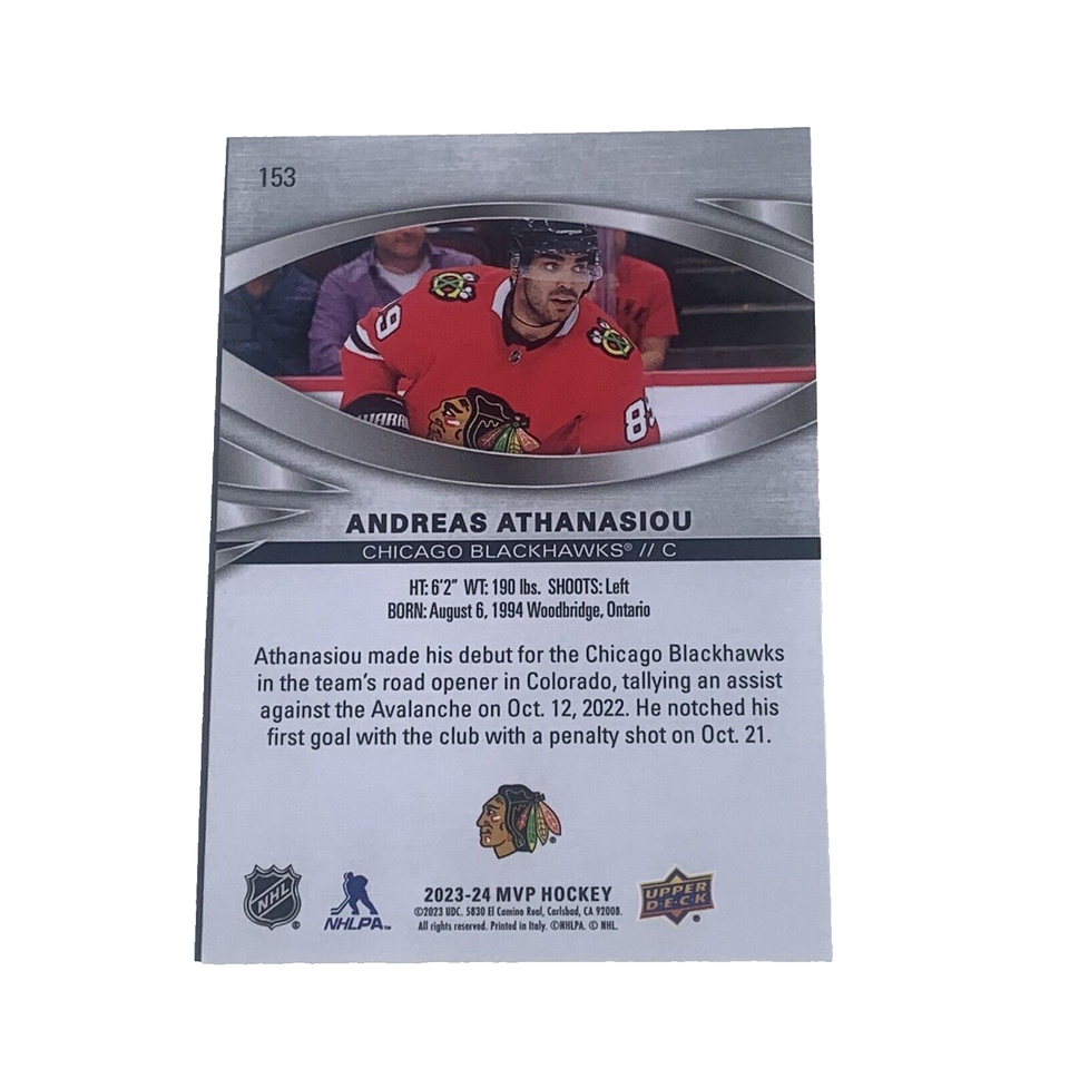 2023-24 Upper Deck MVP Hockey Andreas Athanasiou Card #153 Silver ...