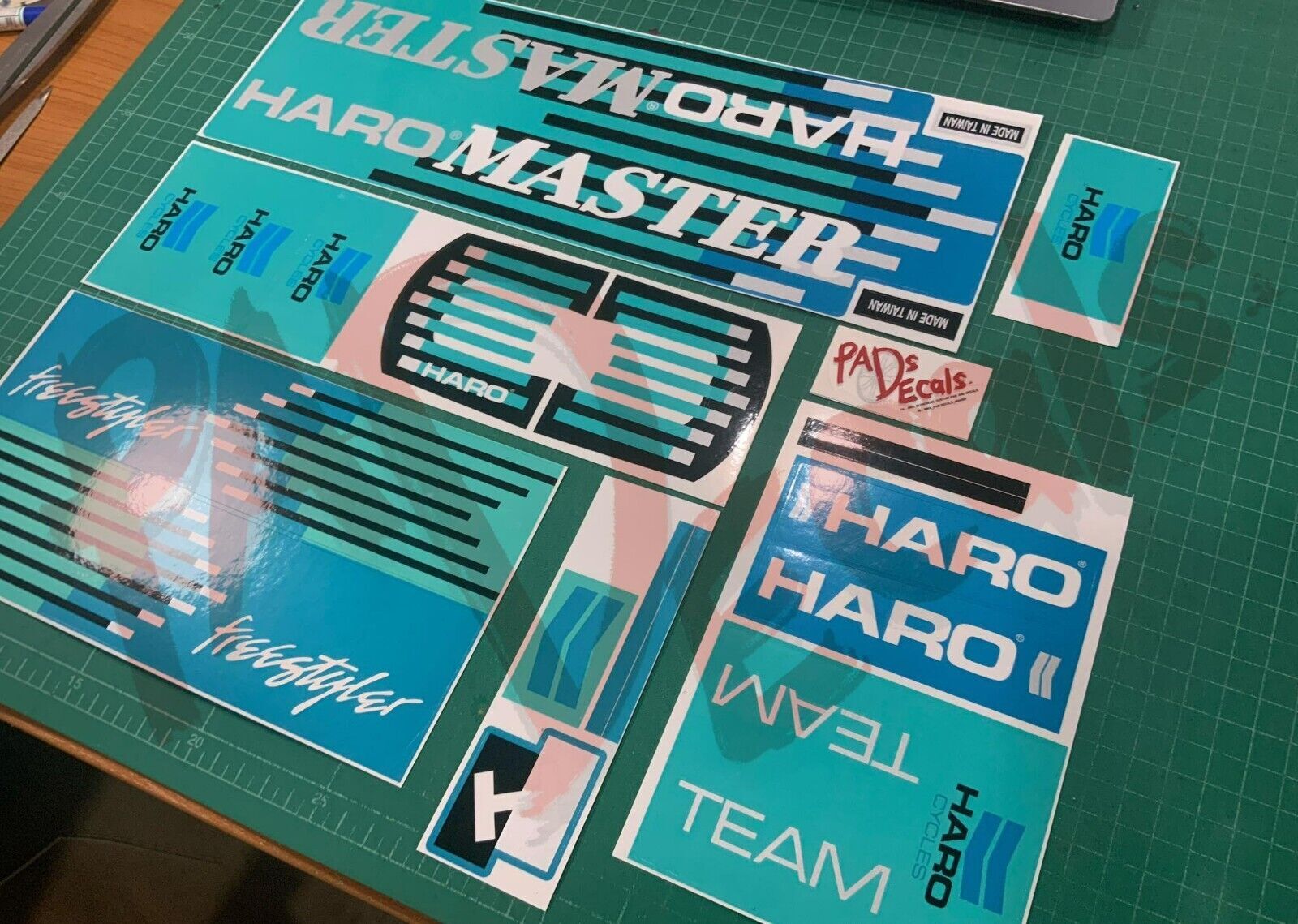 Haro master88 bmx sticker decals (mint&turquoise) with kneesaver ...