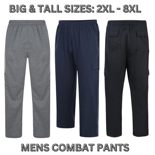Mens Big Size Combat Pants Cargo Trousers Multi Pocket Bottoms Joggers ...