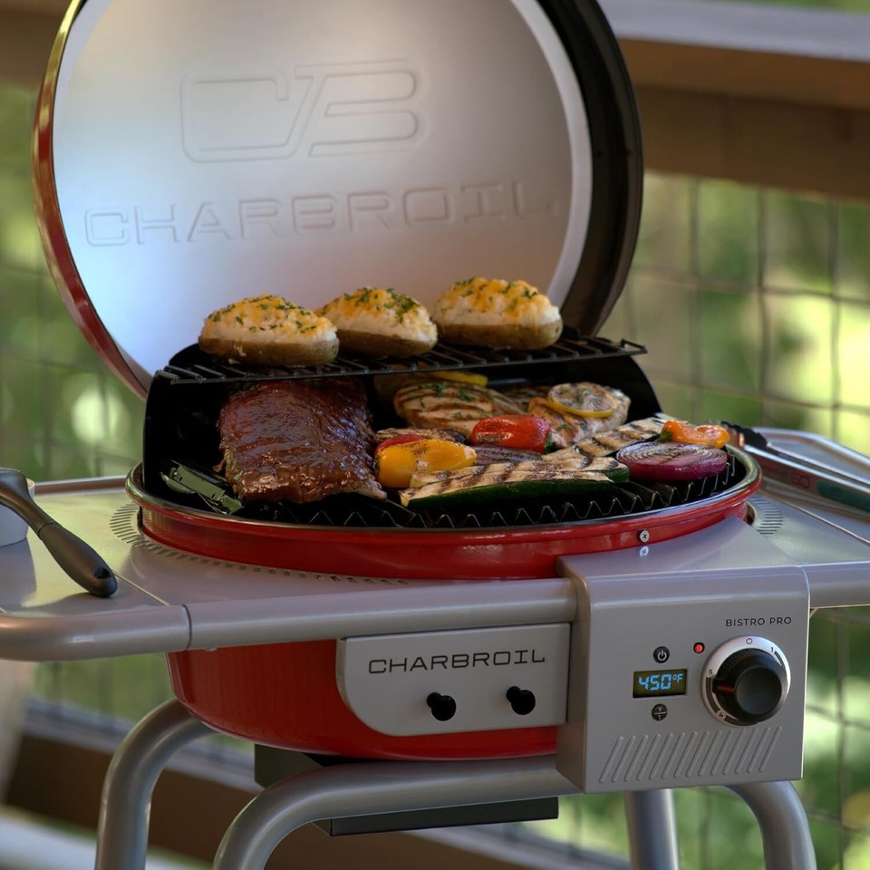 Char-Broil Bistro Pro Electric Grill & Griddle + Charcoal Mode – Red | eBay