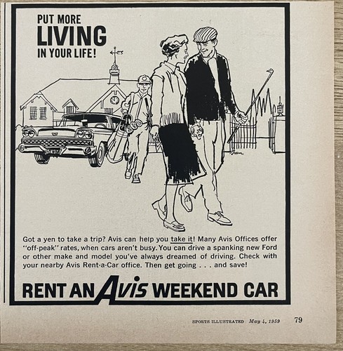 Avis Car Rental Vintage Print Ad Advertisement 1959 | eBay