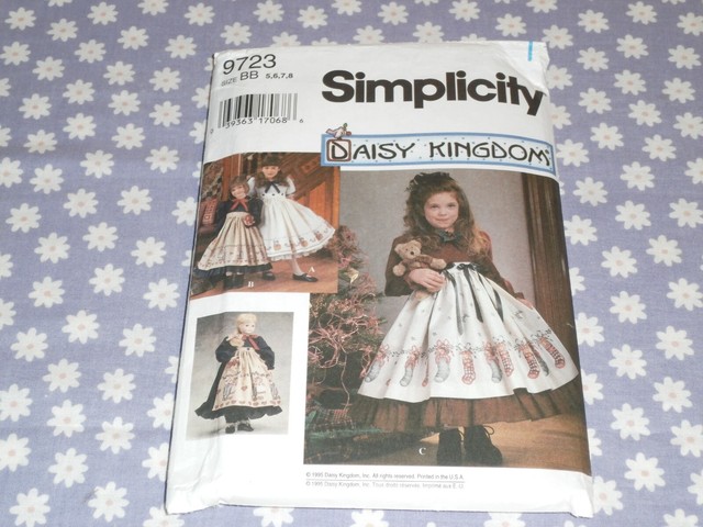 Simplicity Pattern 9723 Daisy Kingdom Dress Apron Sz 5-8 & 18" Doll Cl ...