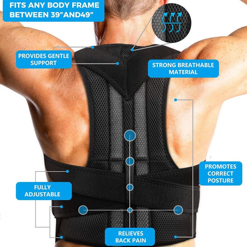 NEOPRENE MAGNETIC POSTURE CORRECTOR BAD BACK LUMBAR SHOULDER SUPPORT ...