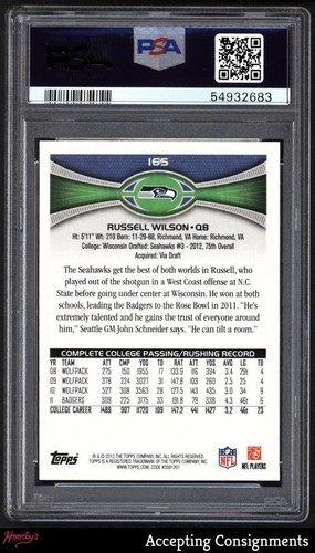 2012 Topps #165 Russell Wilson RC ROOKIE Seahawks PSA 10 GEM MINT | eBay