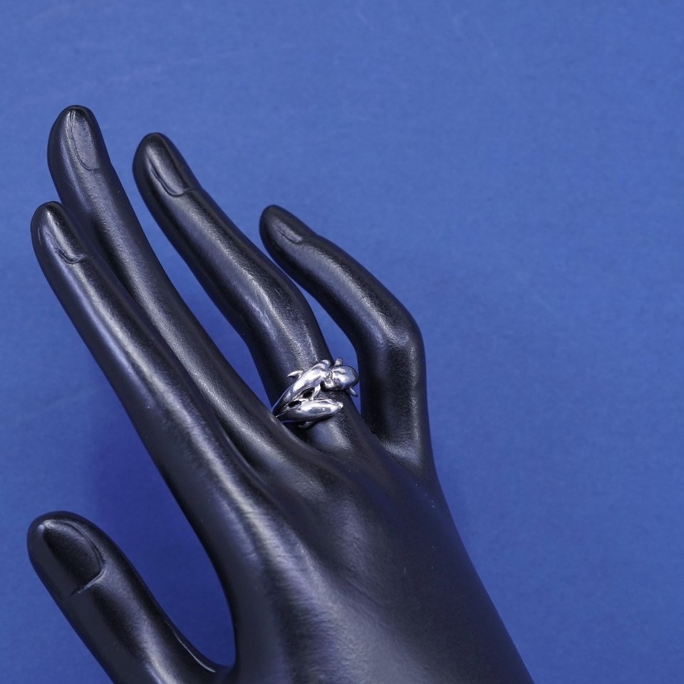 Size 6, vtg sterling silver handmade ring, 925 dolphin | eBay