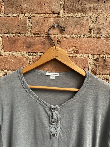 James Perse Gray Blue Henley Sz 3 Lightweight Almost Transparent | eBay