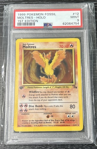 Pokemon Moltres Fossil 1st Edition Holo Rare #12/62 1999 PSA 9 Mint | eBay