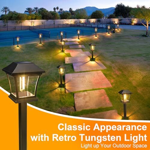 Solar Pathway Lights, 6 Pack Solar Garden Lights With Tungsten Filament ...