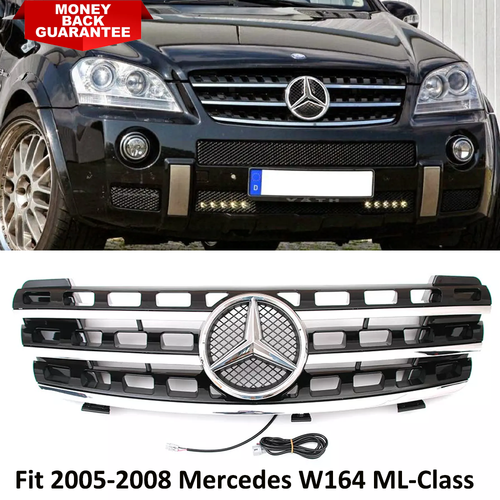 Front Grille Grill With LED For 2005 2006 2007 2008 Mercedes W164 ML350 ...