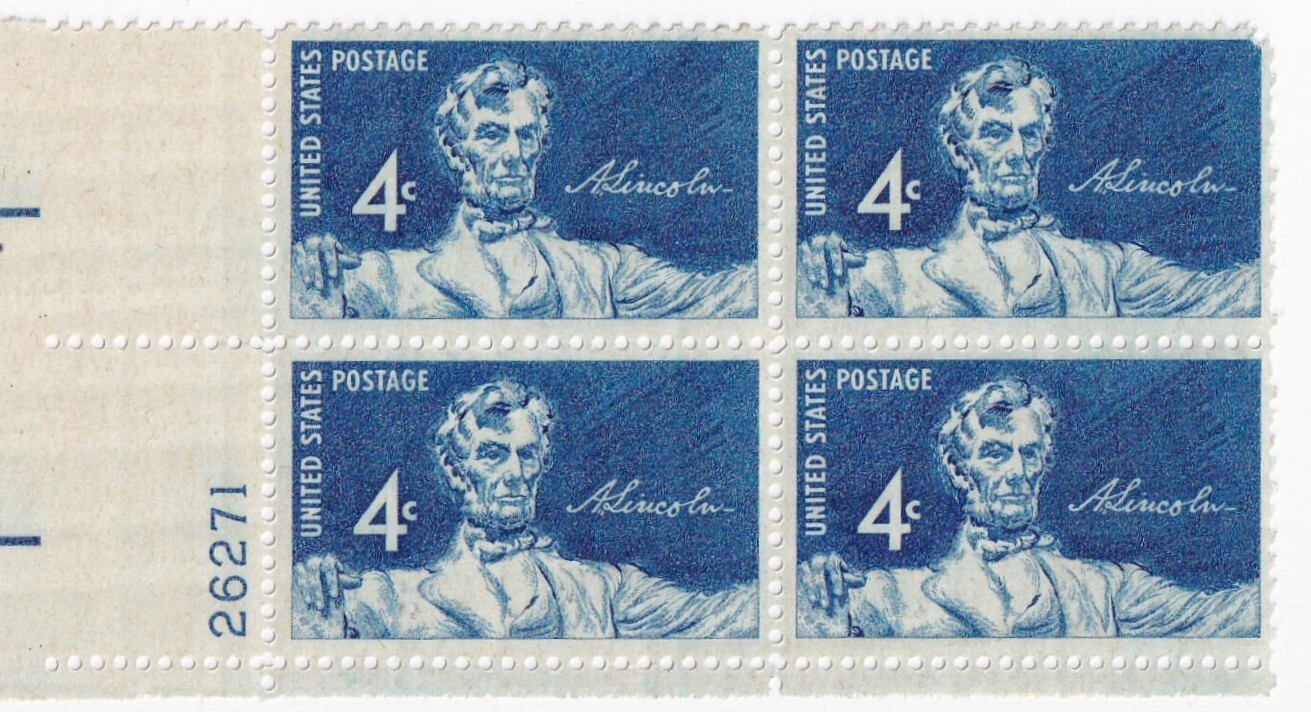 STAMP US SCOTT 1116 "Lincoln Statue" 4 CENT 1959 MNH PB OF 4 LL - B | eBay