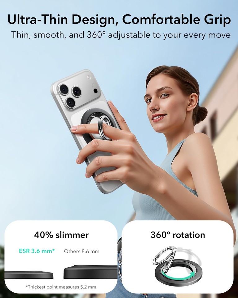 for MagSafe Phone Grip, Dual-Side Magnetic Phone Grip,360° Adjustable ...
