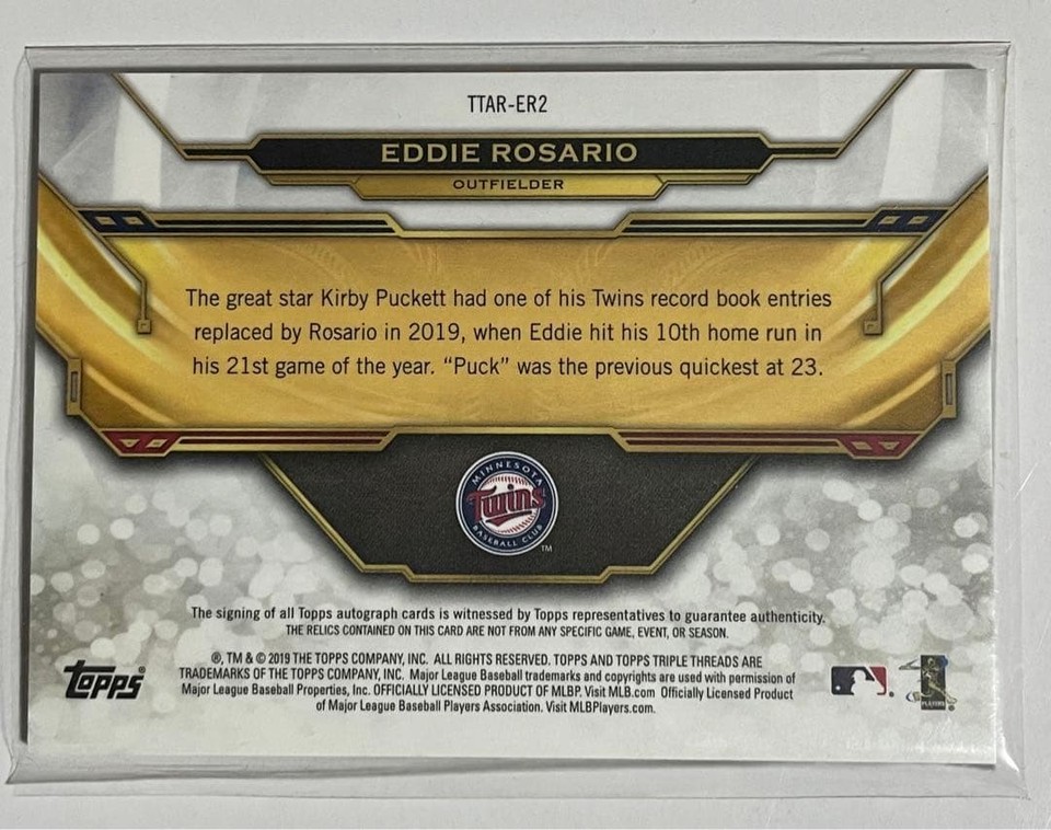 EDDIE ROSARIO Autographed Jersey Card /18 Limited Edition Outfielder ...