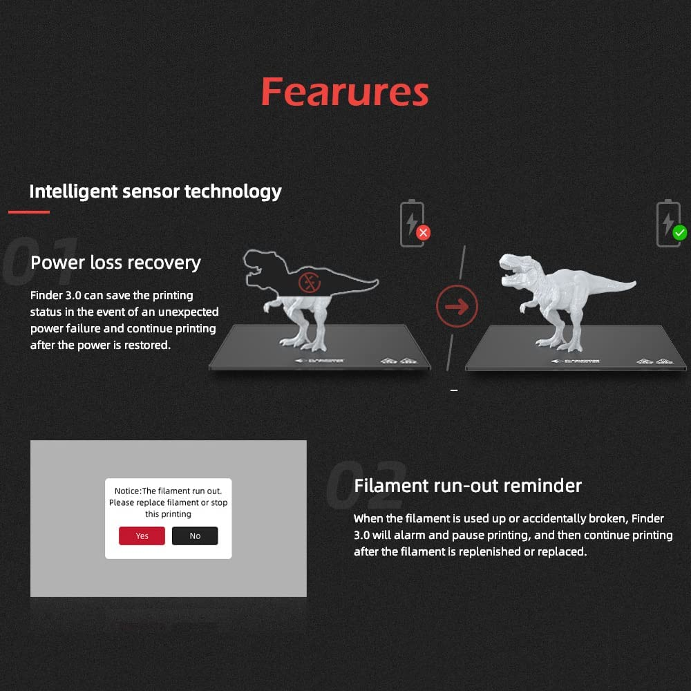 FLASHFORGE Finder 3 3D Printer with Dual Platforms, Larger Print Size ...