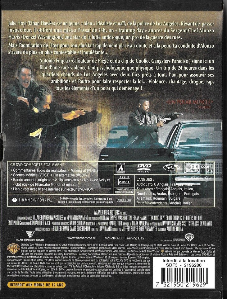 DVD - TRAINING DAY avec DENZEL WASHINGTON, ETHAN HAWKE, SNOOP DOG | eBay