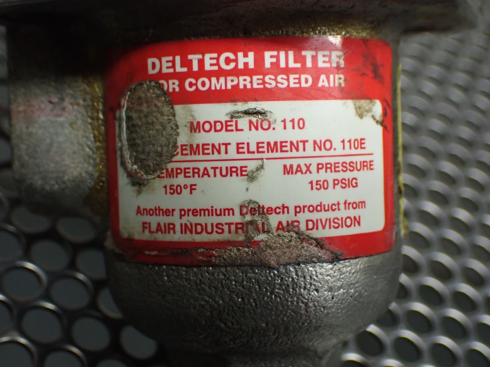 DELTECH FILTER Model 110 Replacement Element 110E 150F 150PSIG Used W ...