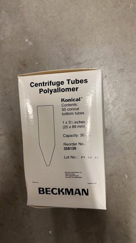 Beckman 358126 31.5 mL, Polypropylene Konical Tube, 25 x 89mm - 50Pk | eBay