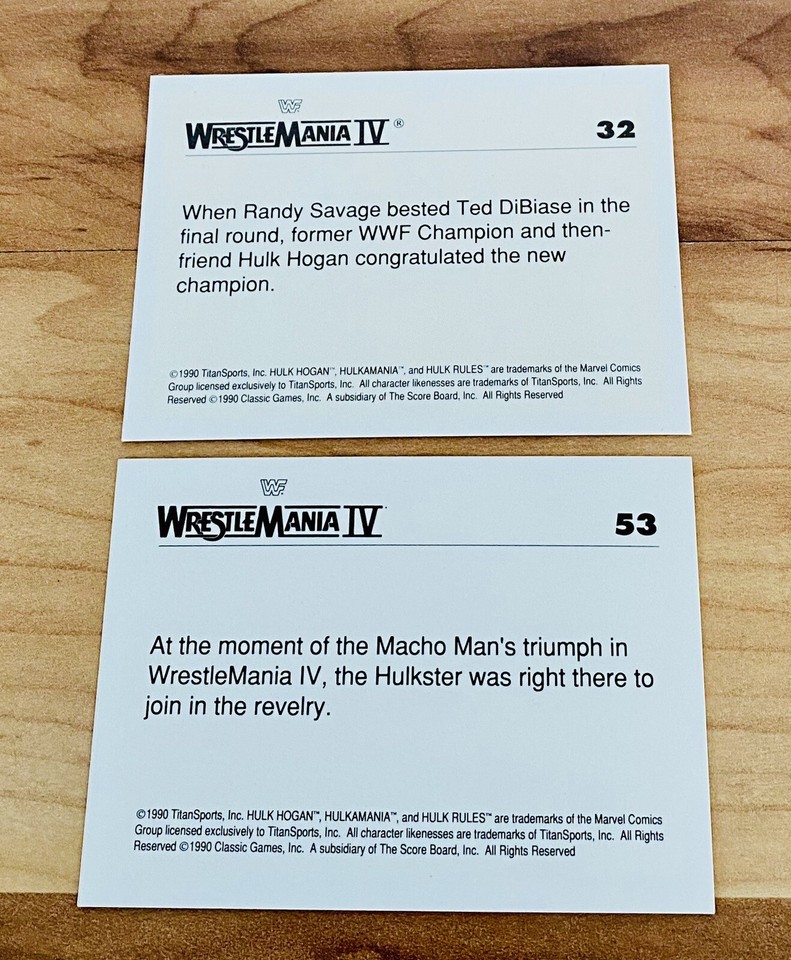 Hulk Hogan & Macho Man WrestleMaina IV 1990 Classic WWF Cards WWE🌟Mint ...