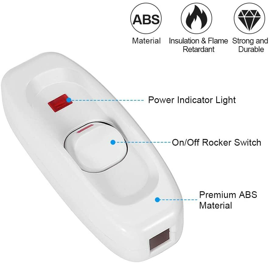 240V 10A Inline ON/OFF Button Table Lamps Desk Light Cord Cable Switch ...