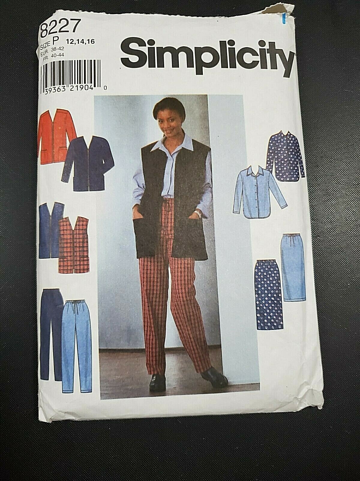 SIMPLICITY LADIES LONG VEST COAT TOP SKIRT PATTERN 8227 SIZE 16 FREE ...