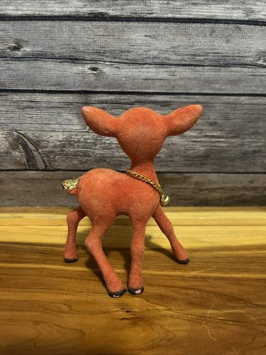 VINTAGE RED FLOCKED REINDEER WITH BELL HONG KONG | eBay