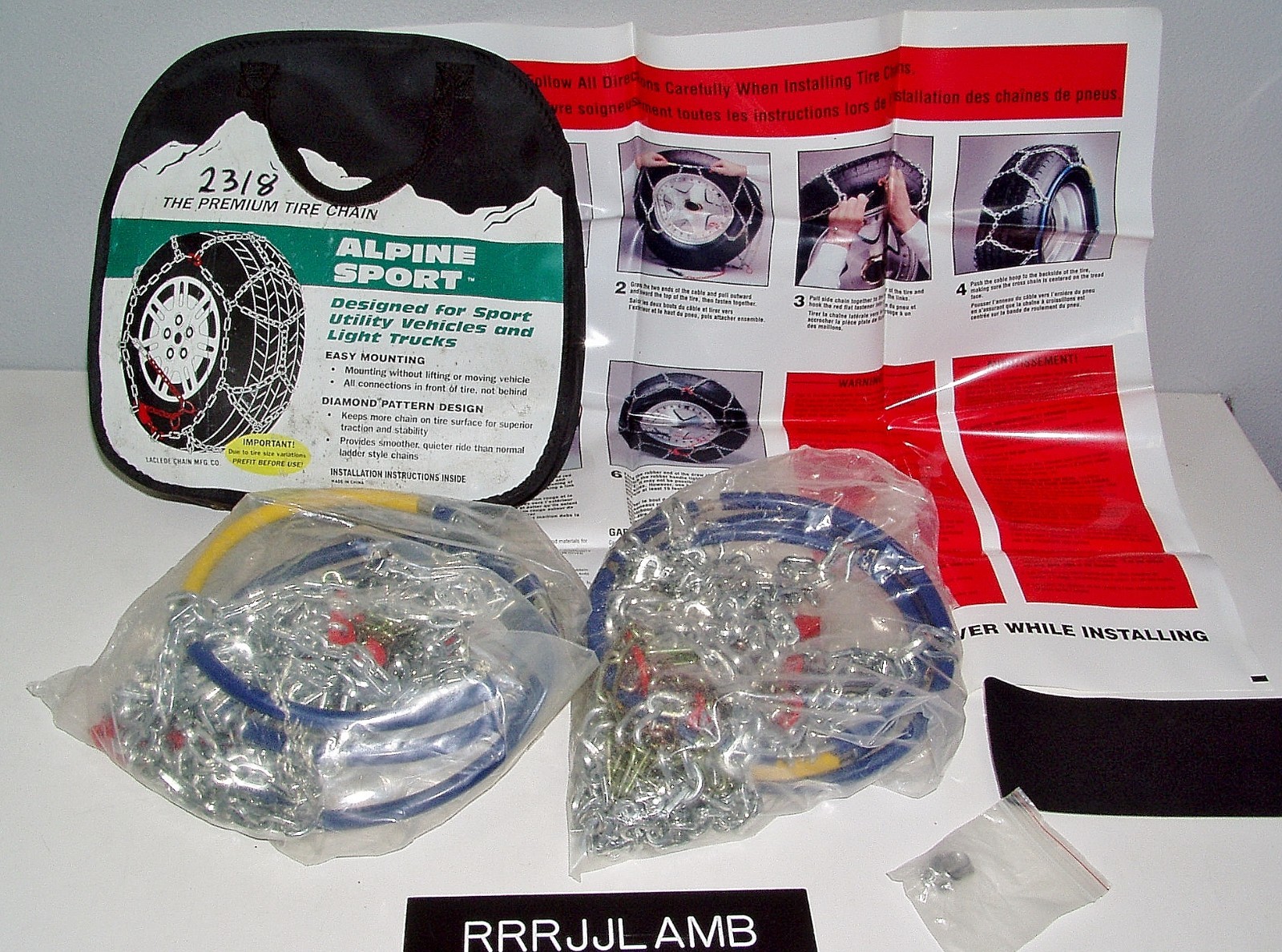 ALPINE SPORT TIRE CHAINS 2318 Snow Traction Device for 15 16 17 18 19 ...