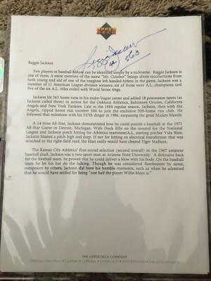 Reggie Jackson : Upper Deck Bio Stationary Paper Signed Autographed | eBay