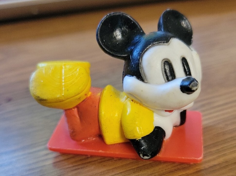 Vintage Disney Mickey Mouse Laying Down PVC Toy Figurine | eBay
