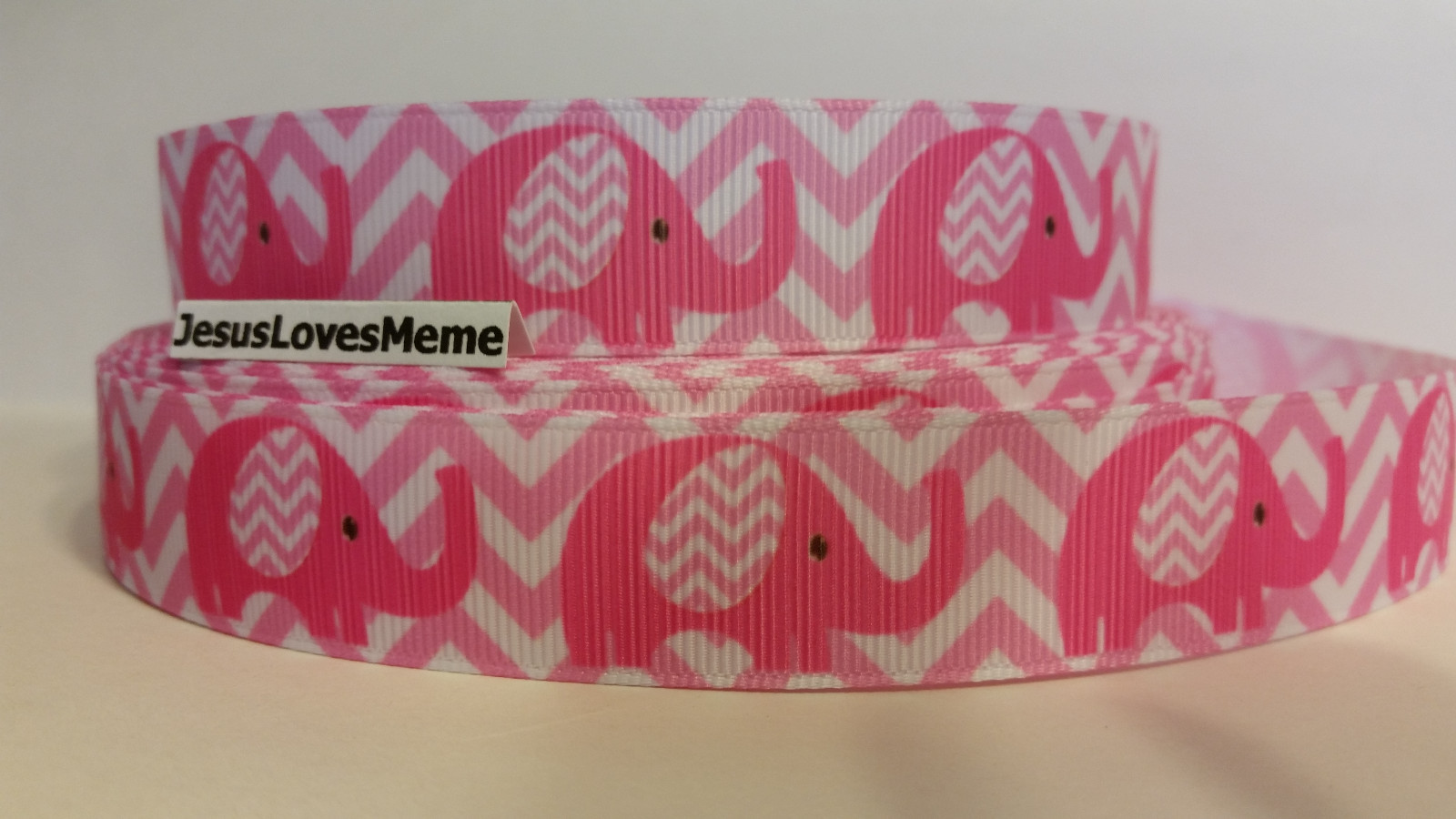 Grosgrain Ribbon, Large Pink Elephants on Pink Chevron, African ...