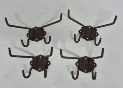 Victorian Hall Tree Double Arm Hooks Ornate Movable Cast Iron Steel Lot ...