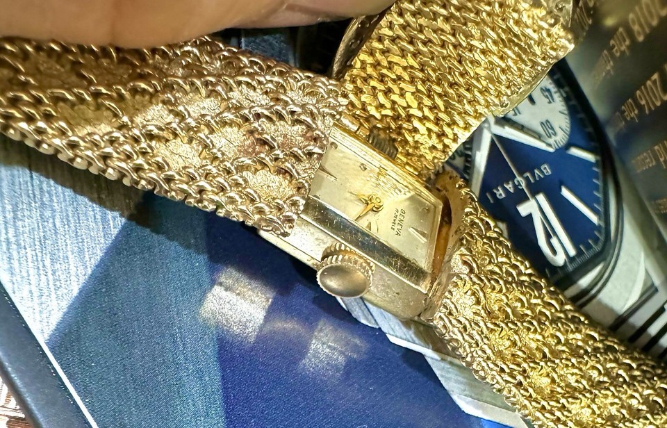 GENEVE WATCH DIAMONDS 0.55CTW 14K GOLD BRACELET W/ CONCEALED DIAL RARE ...