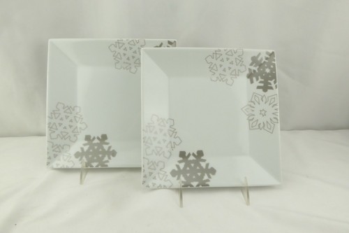 Food Network Set 2 Square Silver Snowflake Collection Salad Plates A | eBay