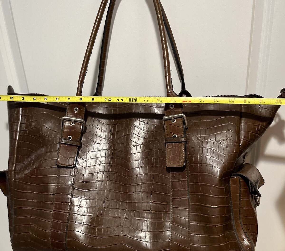 Bueno Large Overnight Travel Dark Brown Duffle Bag Crocodile Print | eBay