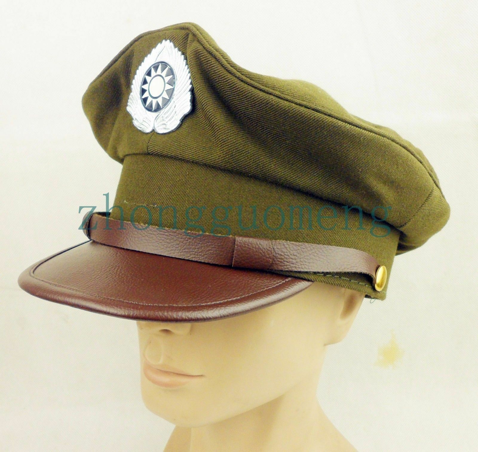 WWII CHINESE kuomintang army Officer Crusher Hat Cap With BADGE size L ...