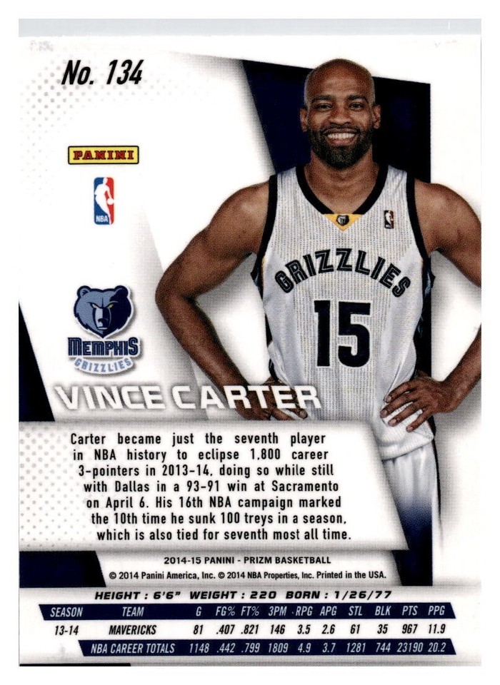 2014-15 Prizm #134 Vince Carter - Memphis Grizzlies | eBay