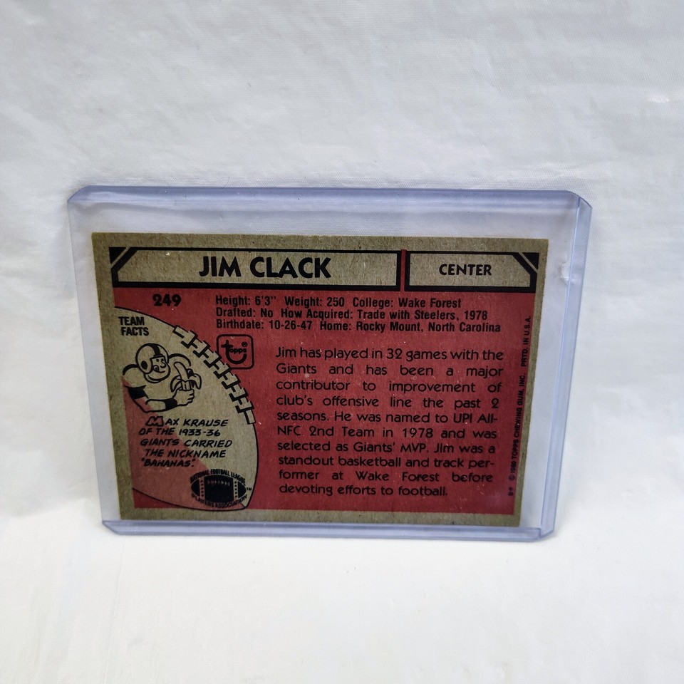1980 Topps NFL New York Giants Jim Clack #249 Football Card | eBay