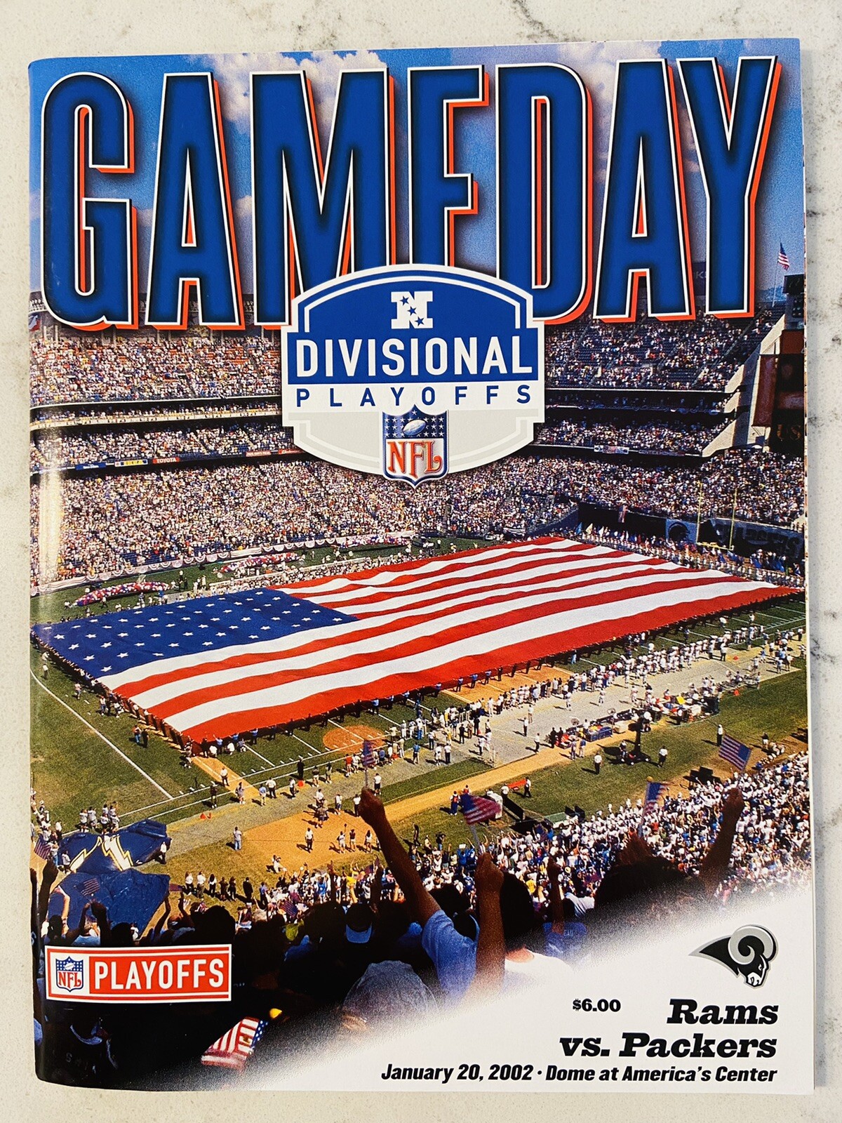 Gameday Magazine January 20, 2002, St Louis Rams vs Green Bay Packers ...
