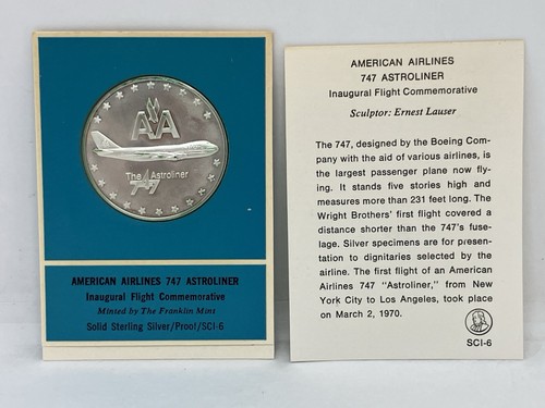 1970 Franklin Mint American Airlines 747 Astroliner Sterling Silver ...