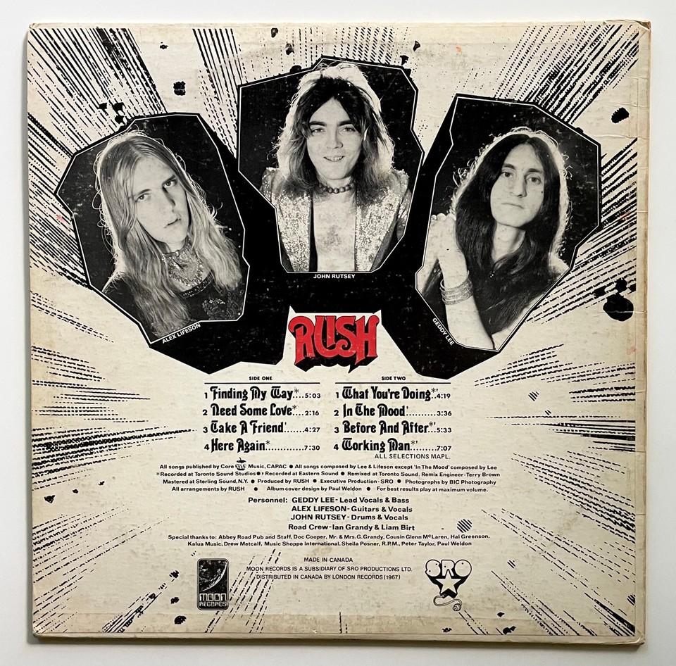 ORIGINAL Vtg 1974 RUSH Album SELF TITLED Vinyl MOON RECORDS Lp 1ST ...