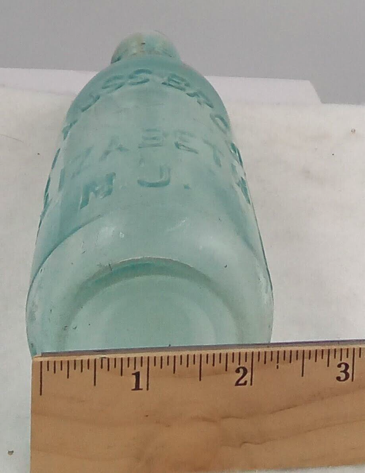 Clauss Bros Glass Bottle Blob Top Soda Blue Green Tint Elizabeth NJ ...