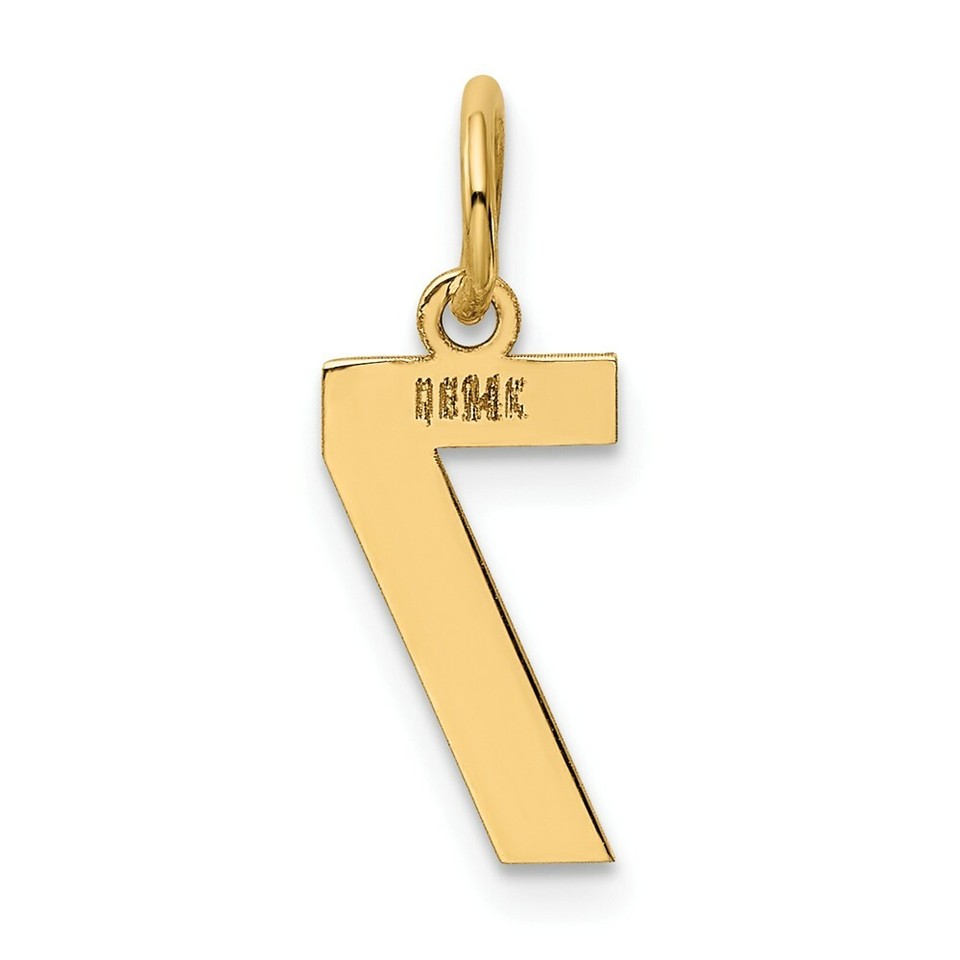 14K Yellow Gold Polished Laser Cut Small Number # 7 Charm Pendant For ...