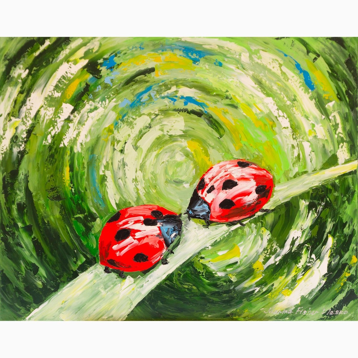 Ladybugs Abstract Painting Ladybug Exotic Fruits Plexiglas Schilderij