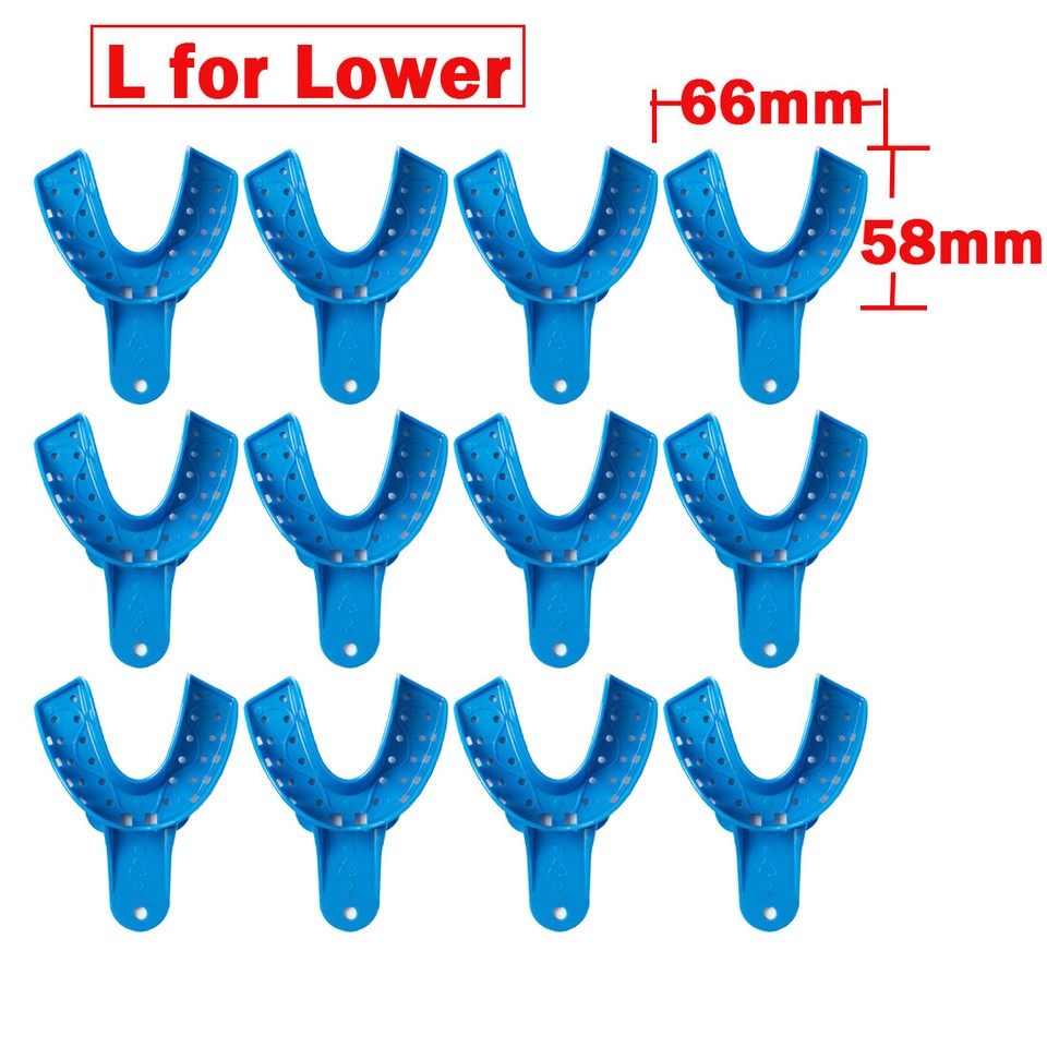 12Pcs Dental Impression Trays Perforated Plastic Denture trays Upper ...