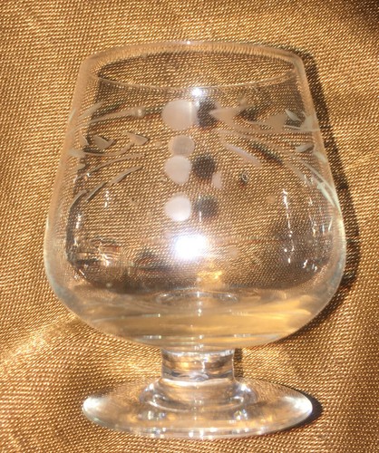 Pair of miniature crystal etched glass salesman samples ; Less than 2 ...