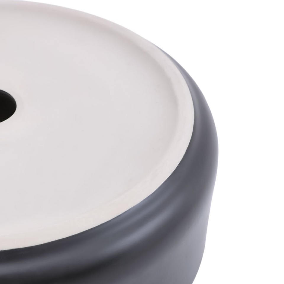 36cm Bathroom Ceramic Sink Matt Black Round Counter Top Bowl Basin w ...