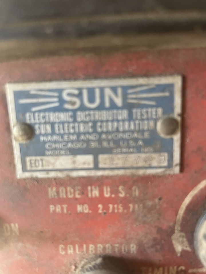 VINTAGE Sun Electronic Distributor Tester Machine Shop LargeMachine Not ...