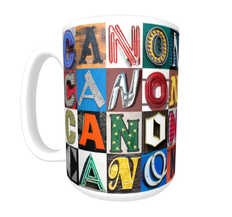 CANON Coffee Mug / Cup featuring the name in photos of sign letters | eBay
