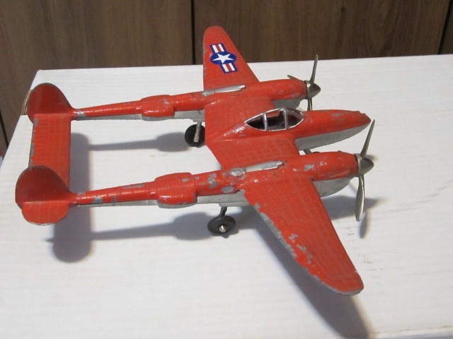 Vintage Red HUBLEY Cast Metal US Army Air Corps P-38 Airplane | eBay
