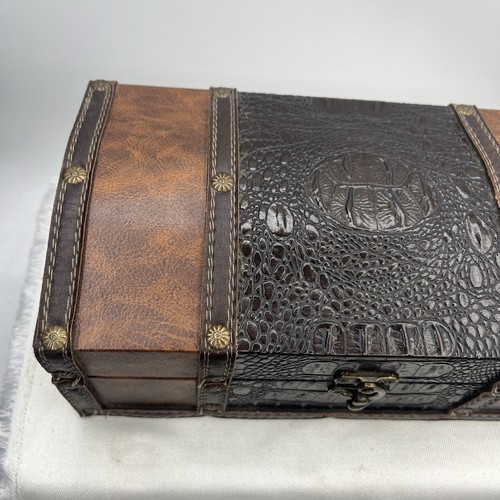 Leather Treasure Chest Box Decorative Storage Chest Box with Lock Lined ...