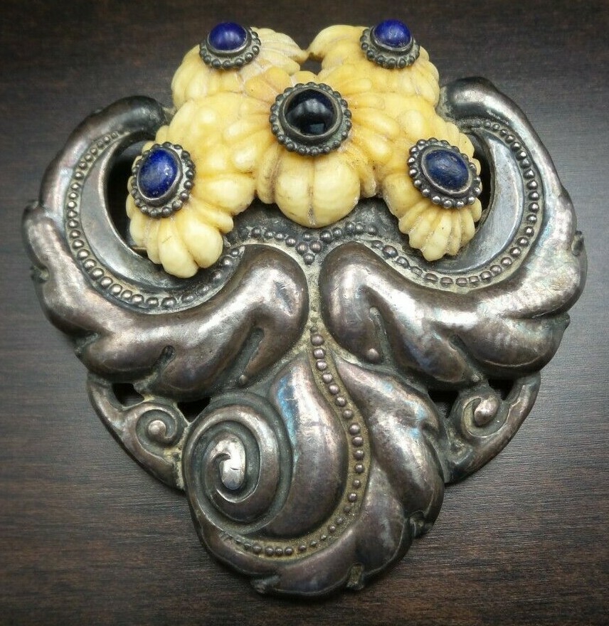Rare 1900s Art Nouveau ADOLF MAYER Germany 900 Silver… - Gem